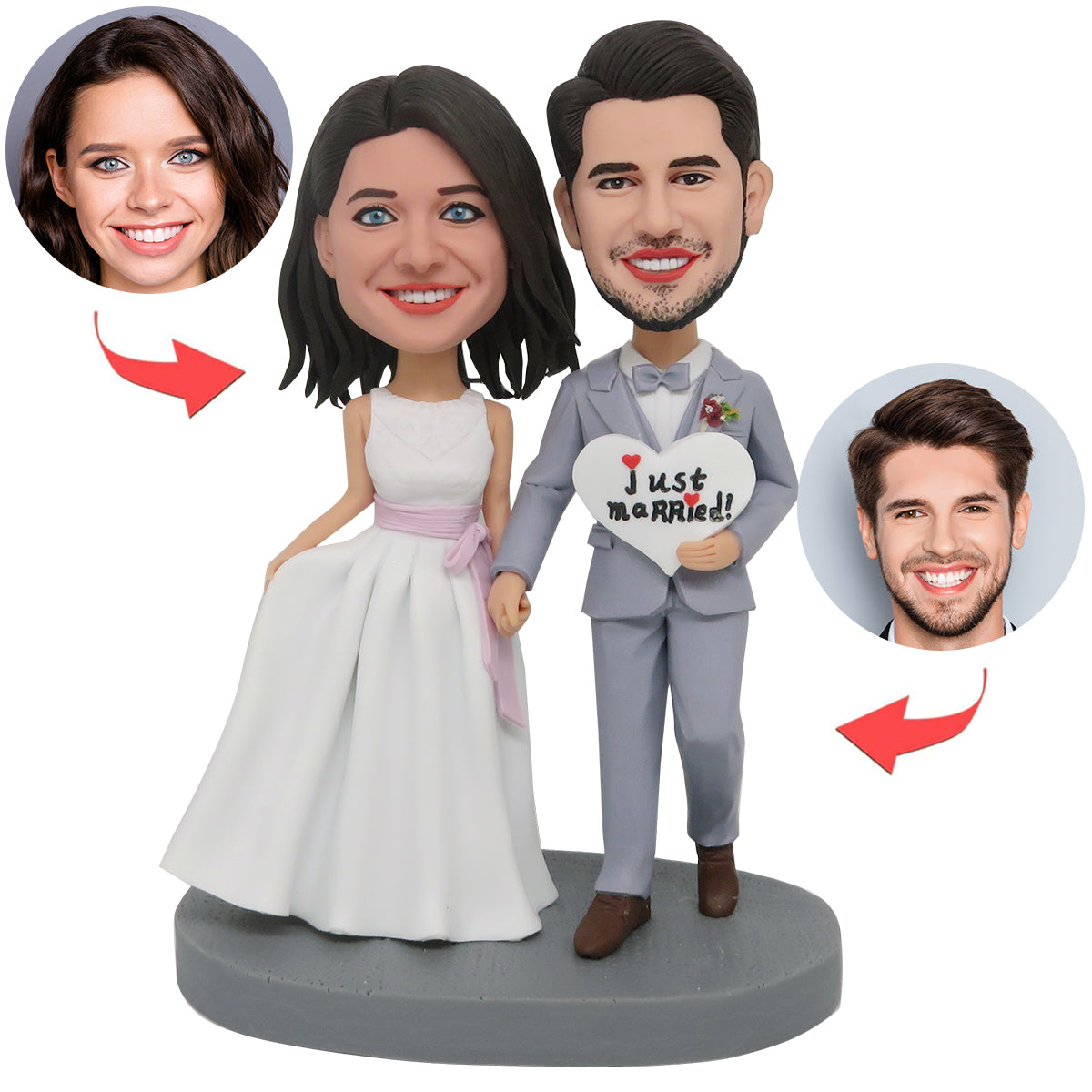 Personalised Wedding Cake Topper - Wedding Couple Just Married Custom ...