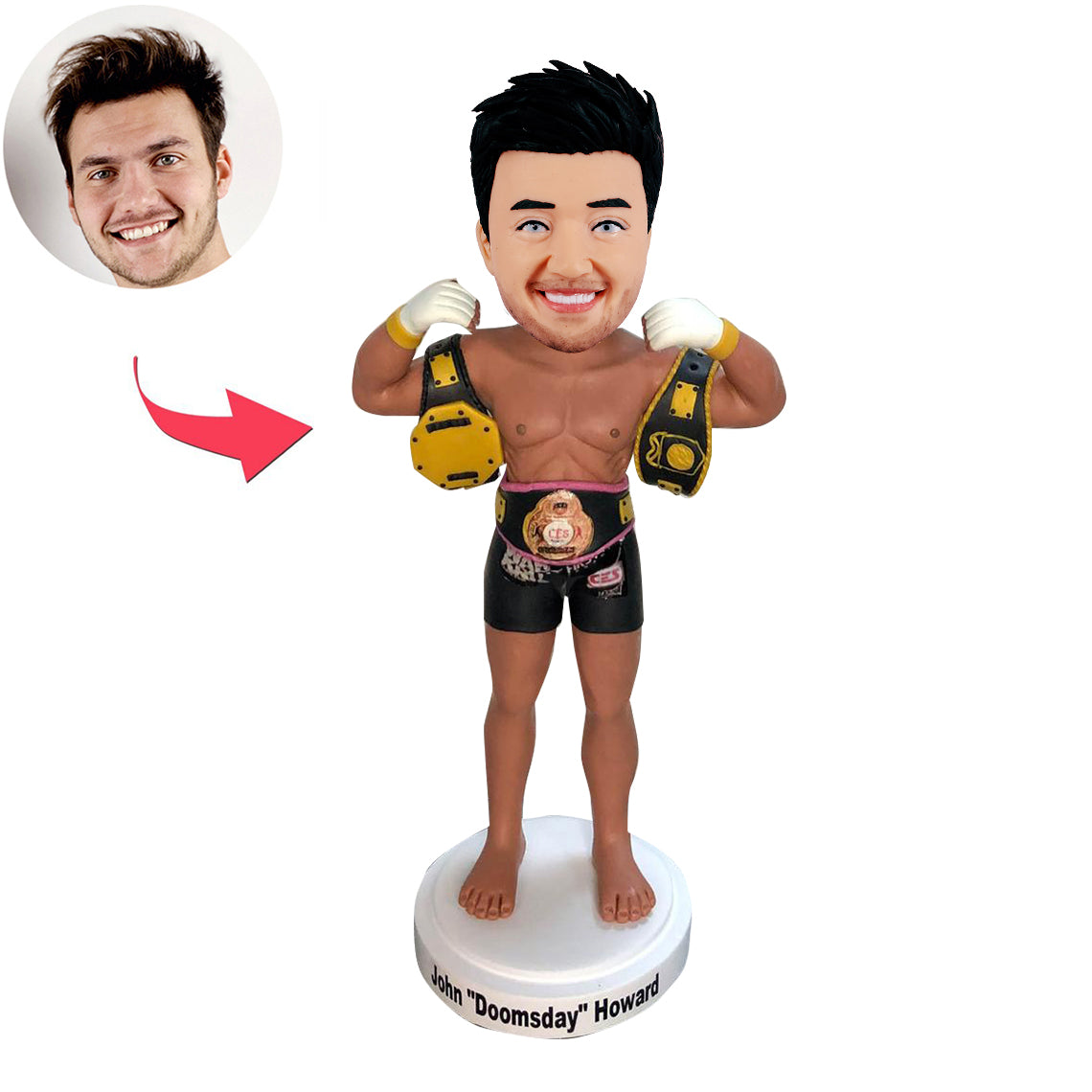 Personalized Boxing Bobblehead With Gold Belt From Photos - Christmas ...