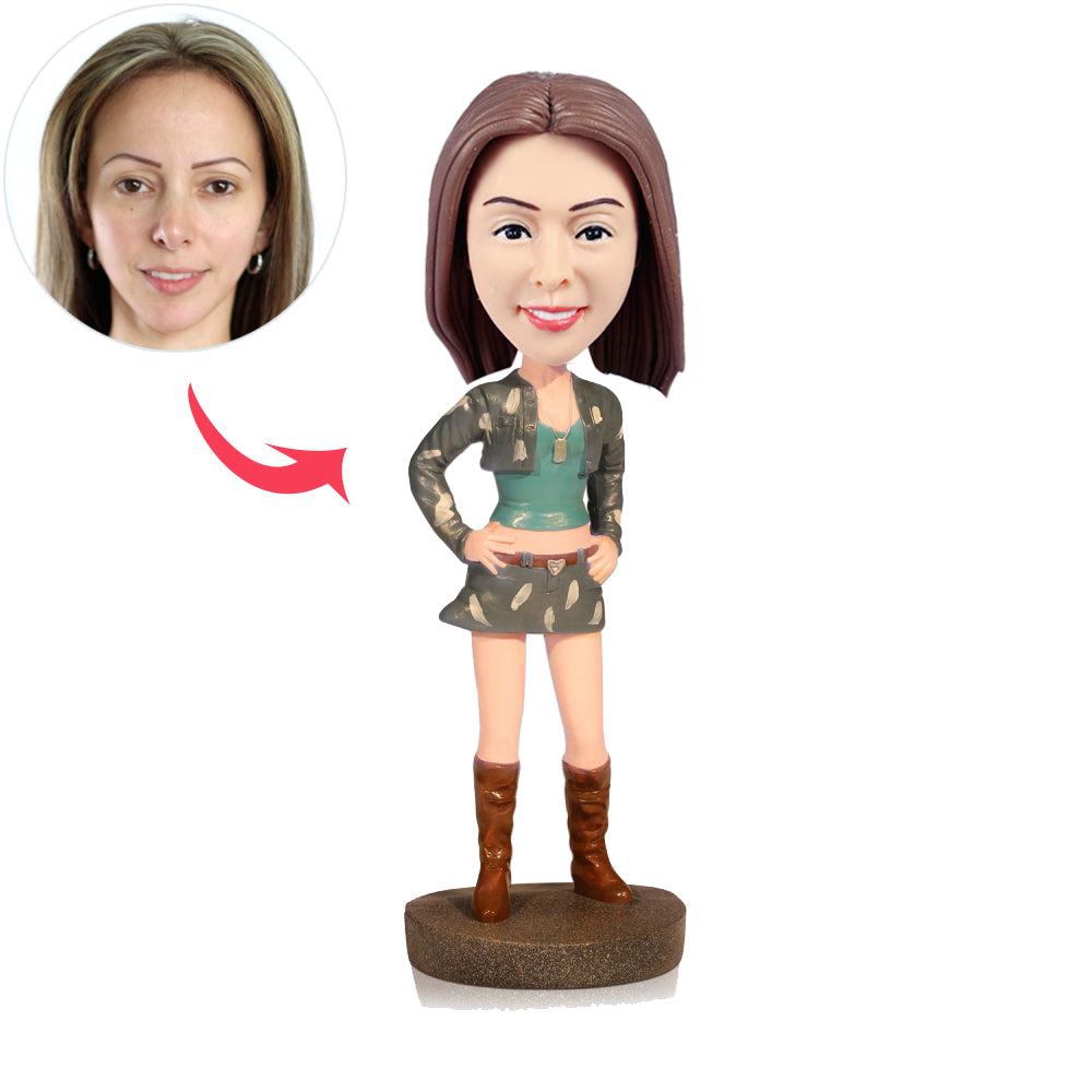 Custom Casual Female Bobblehead From Her Photos - Birthday Gifts ...